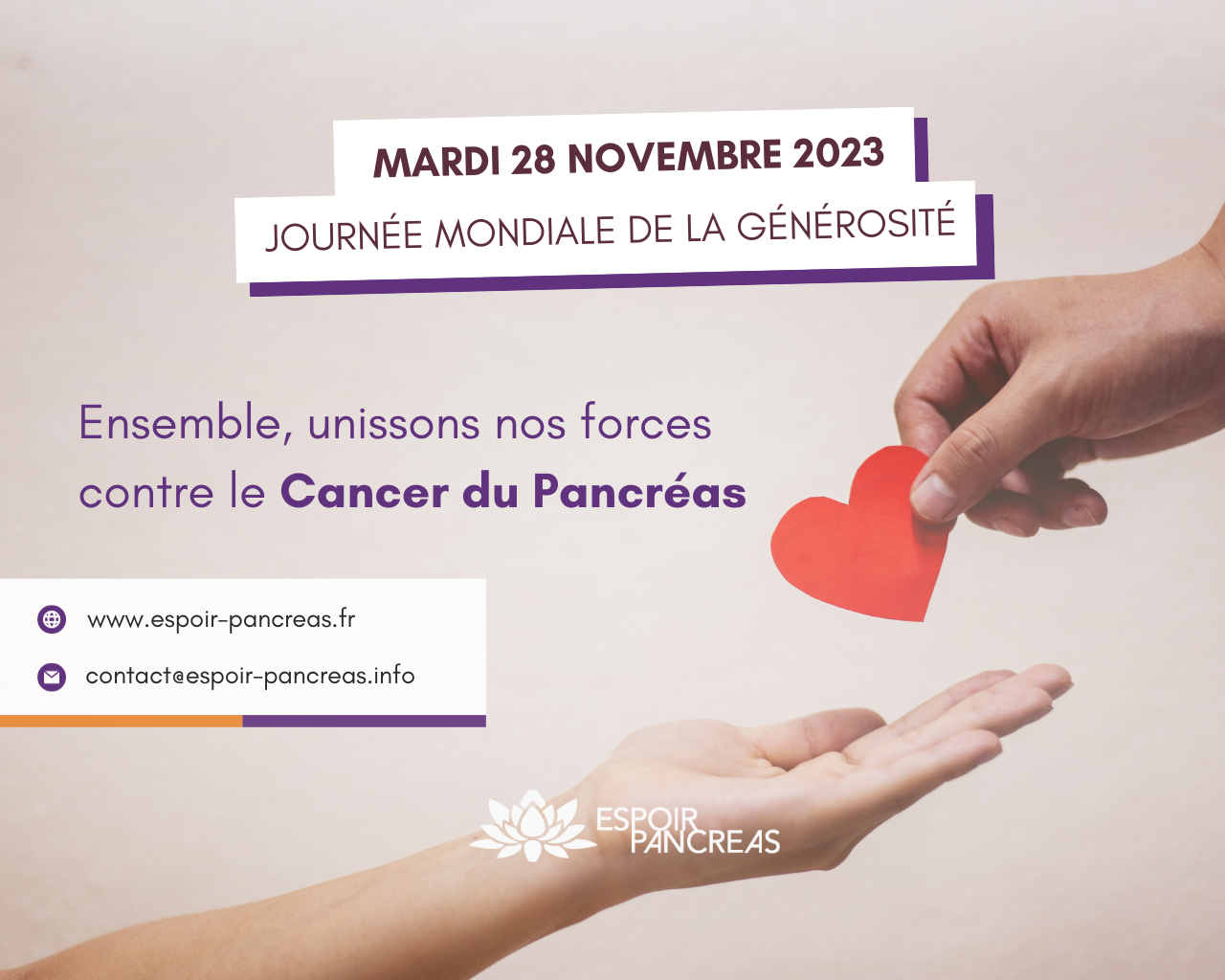 Journée Mondiale de la Générosité - Espoir Pancréas
